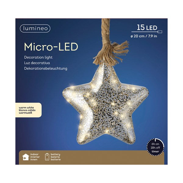 Micro LED star steady BO indoor silver/classic warm dia20cm x L.6.5cm ...